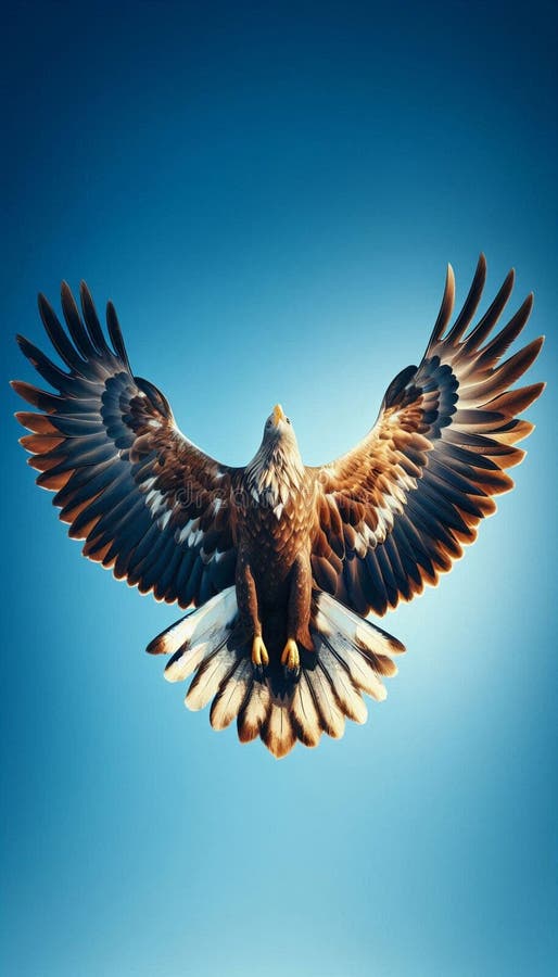 Eagle with Outstretched Wings in Blue Sky Stock Illustration ...