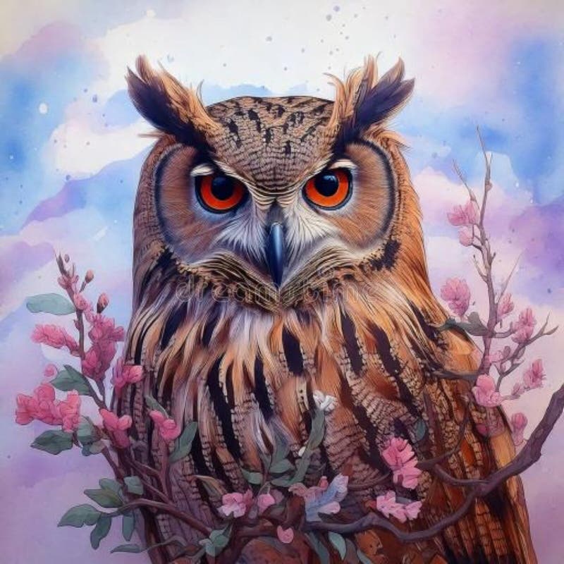 Eagle Owl in Forest Cartoon Stock Photo - Image of poster, card: 361447900