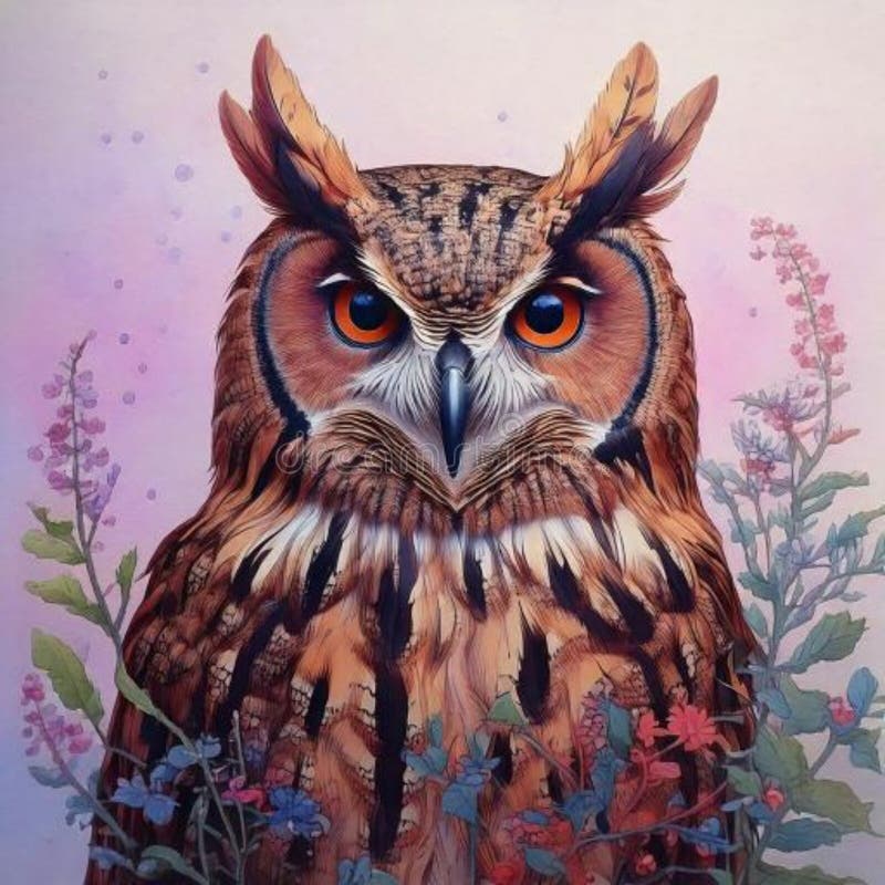 Eagle Owl in Forest Cartoon Stock Photo - Image of fantasy, cute: 361447894