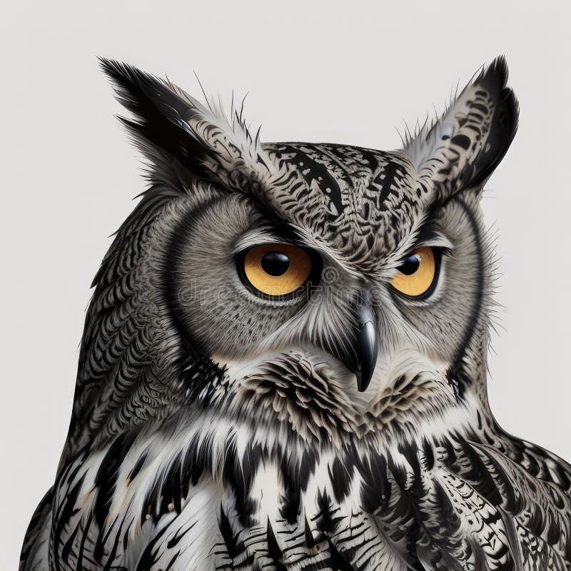 Owl in Good Quality on a White Background Stock Photo - Image of ...