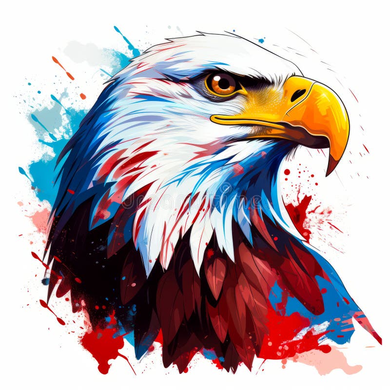 Eagle Painted in Red, White, and Blue Colors. Generative AI Stock ...