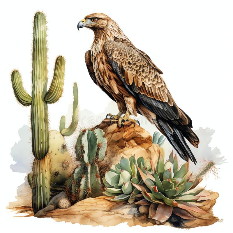 Eagle Perched on a Cactus with a Snake in Its Beak Symbolizing the ...