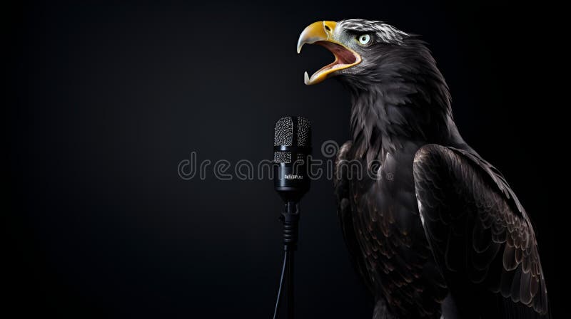 Eagle Performing with a Microphone, Singing, AI-generated. Stock ...