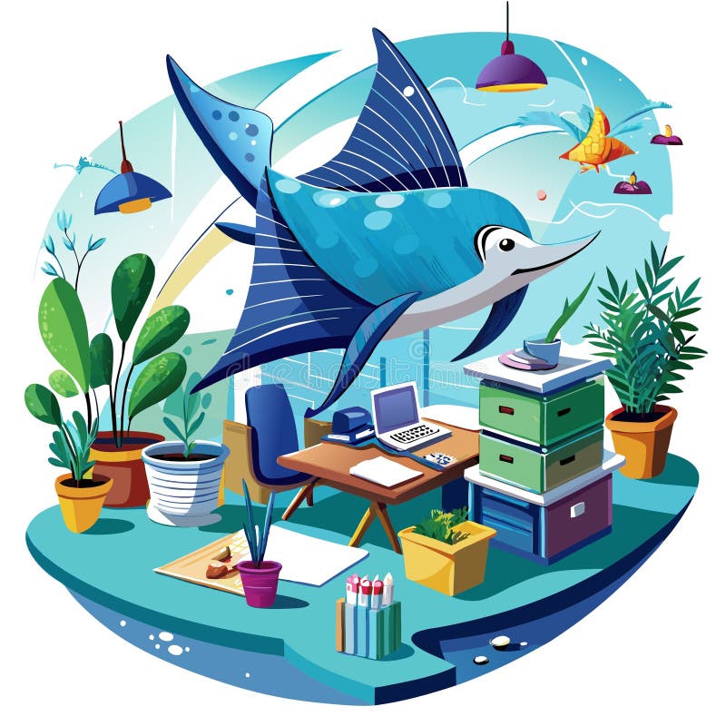 Eagle Ray Fish Shy Laughs Office Vector Stock Vector - Illustration of ...