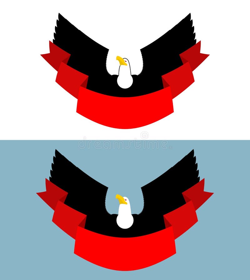 Eagle and Red Ribbon. Bird of Prey for Symbol, Emblem of Sports Stock ...