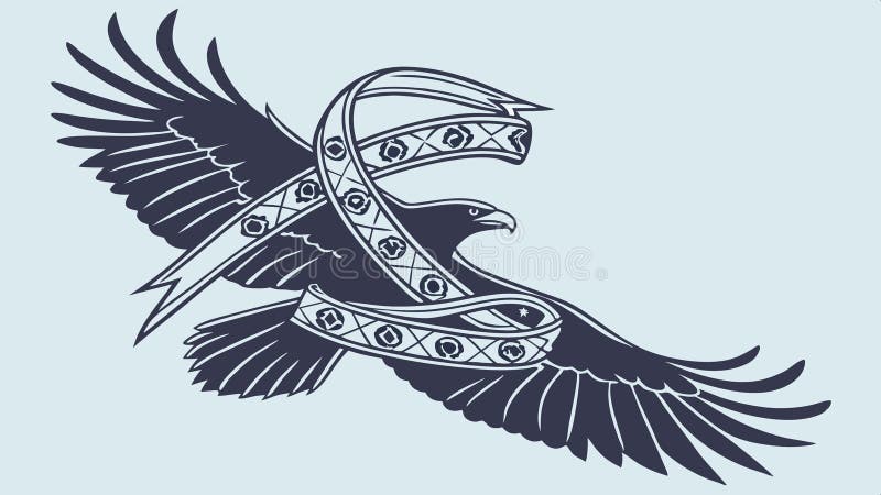 Eagle with Ribbon Banner, Powerful Bird Emblem Vector Design Generative ...