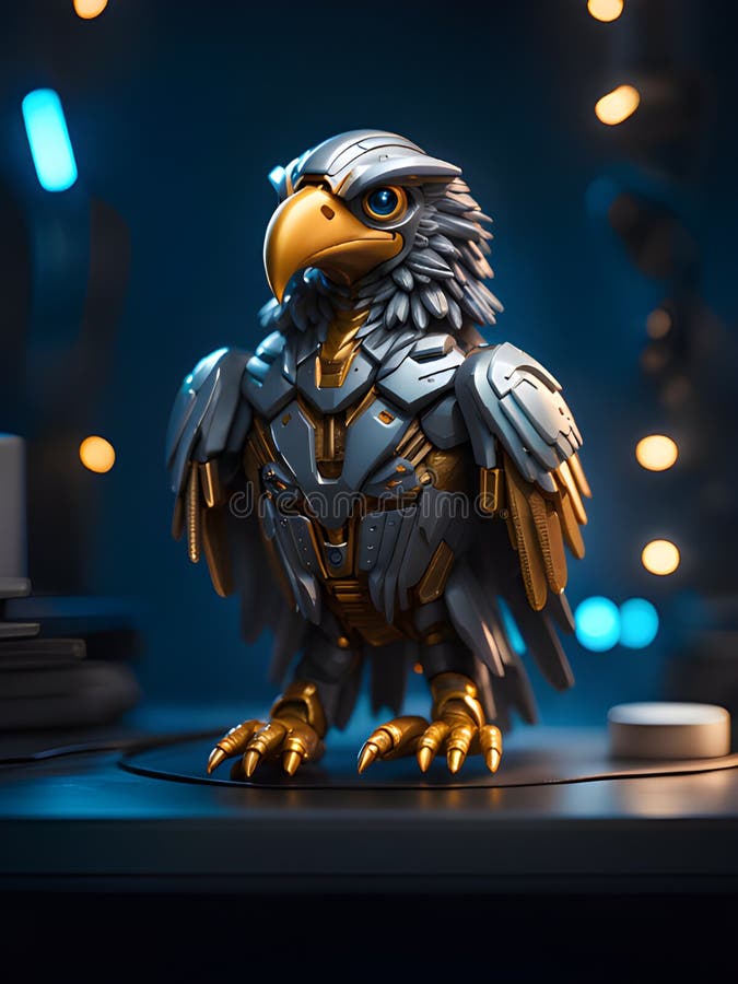 Eagle Robot with a Futuristic Background Stock Illustration ...