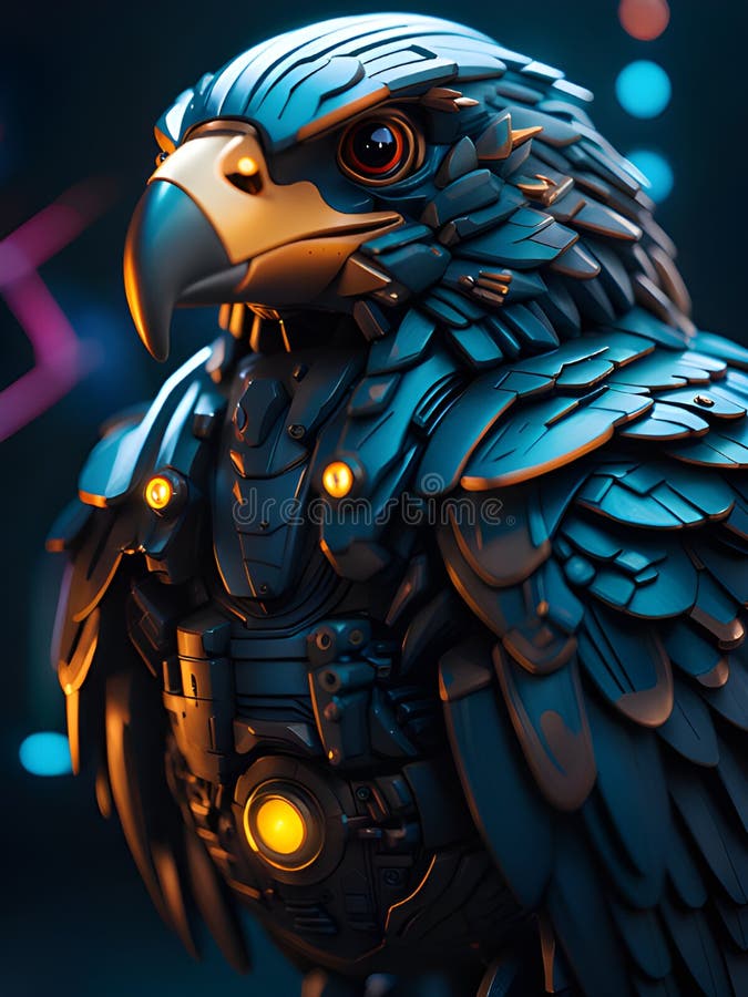 Eagle Robot with a Futuristic Background Stock Illustration ...