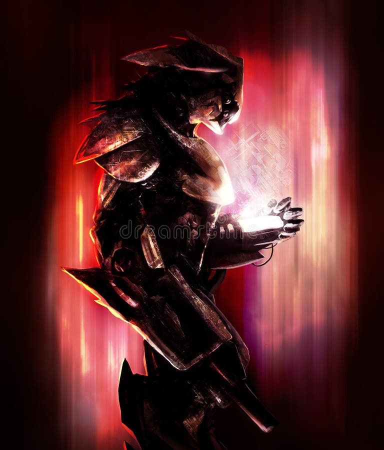 Futuristic Sci-fi Eagle Robot Alien Creature in Armor. Stock ...