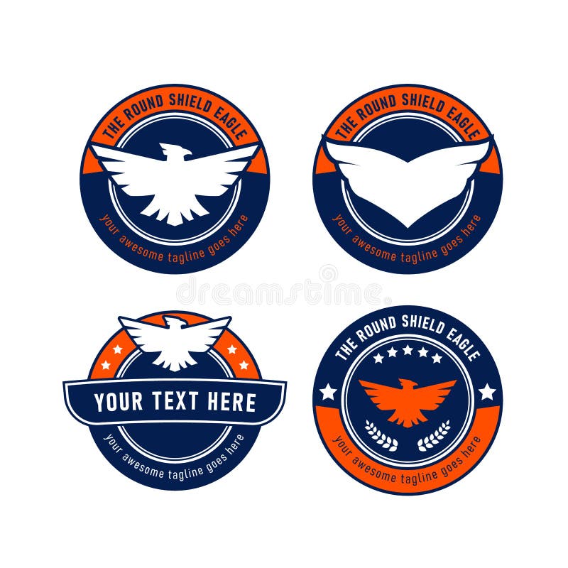 Eagle Round Shield Logo Set Vector Emblem Symbol Stock Vector ...