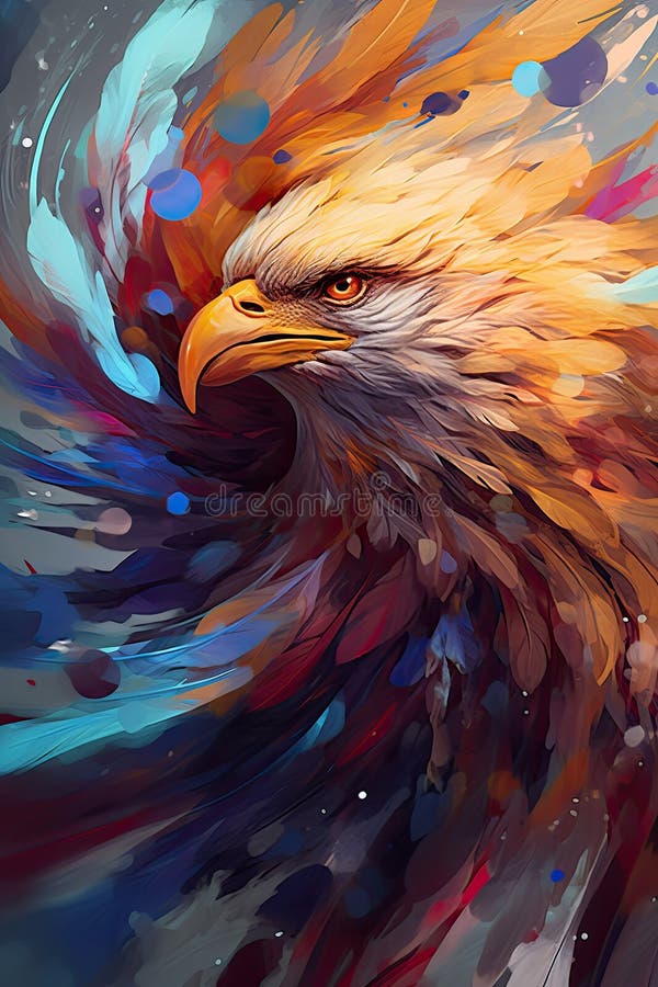 Neon Soar: a Vibrant and Abstract 4K Art of the Majestic Eagle - AI Generated Stock Illustration ...