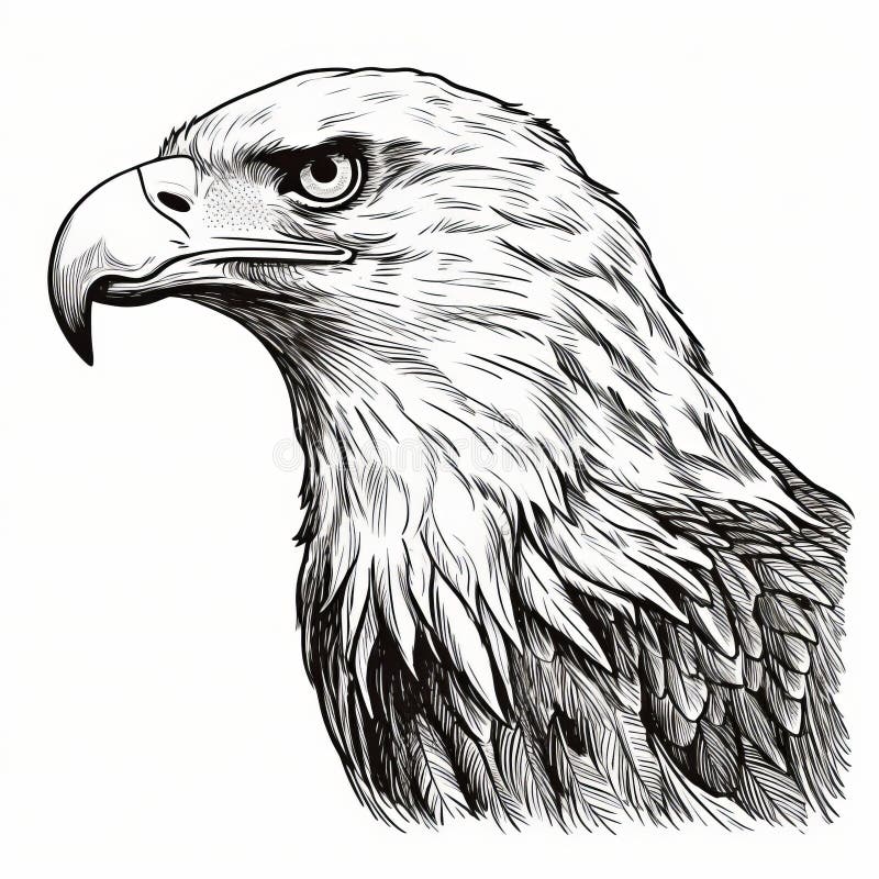Bald Eagle Head Sketch - Vector Illustration in Terry Redlin Style ...
