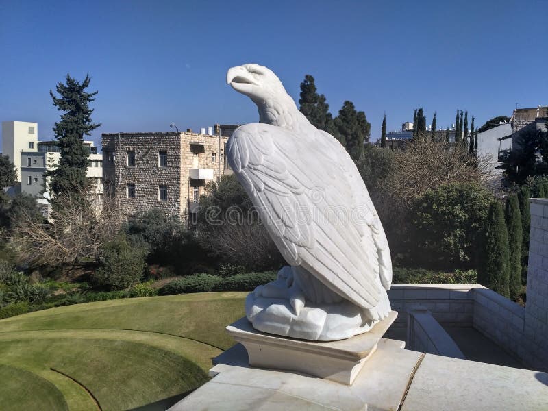 Eagle Sculpture Bahai Gardens , Haifa. Stock Image - Image of north ...