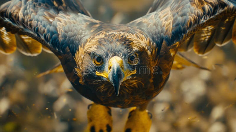Eagle with Sharp, Piercing Eyes Gazes Intently into the Camera, Its ...