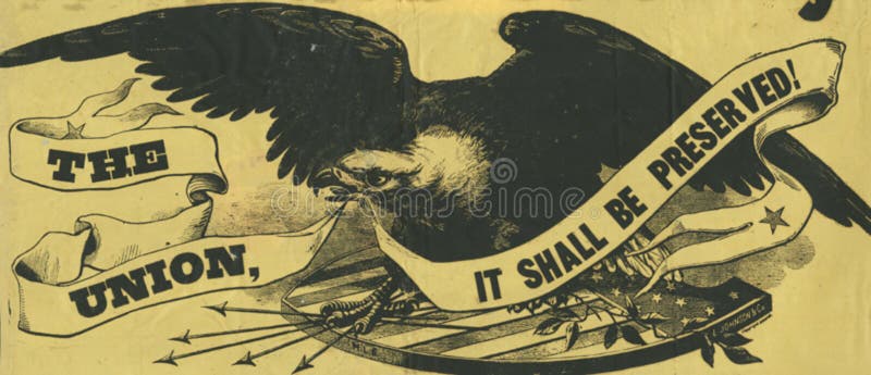 Eagle On Shield With Banner Woodcut, Ca. 1862 Picture. Image: 222538355