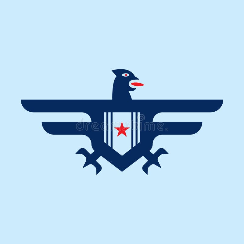 Eagle Shield Badge Vector Logo with Star Stock Vector - Illustration of ...