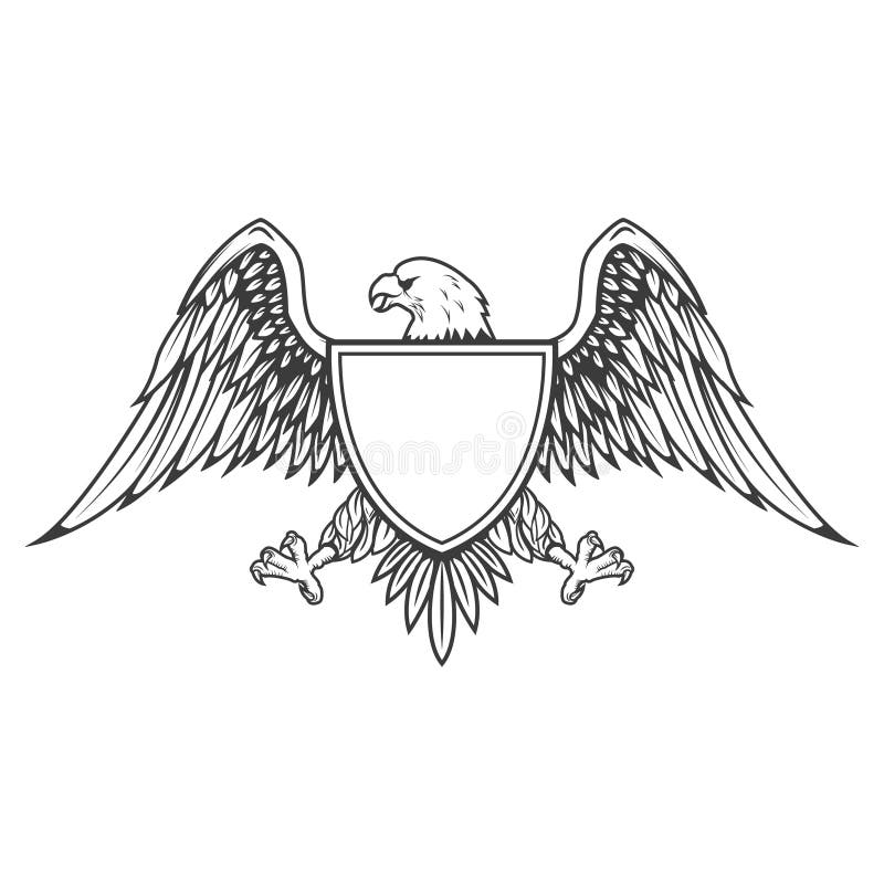Eagle with Shield Isolated on White Background. Design Element F Stock ...