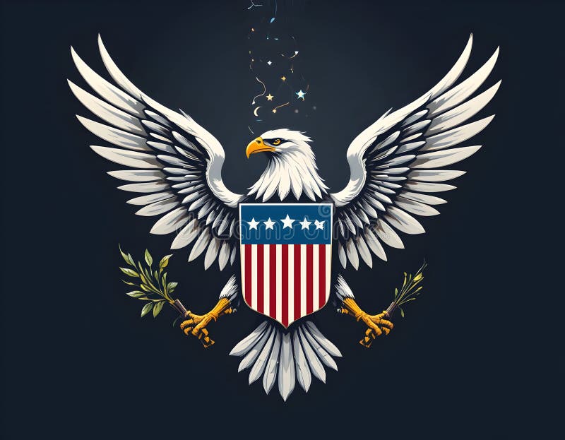 Eagle with Shield and Olive Branch Illustration Stock Illustration ...