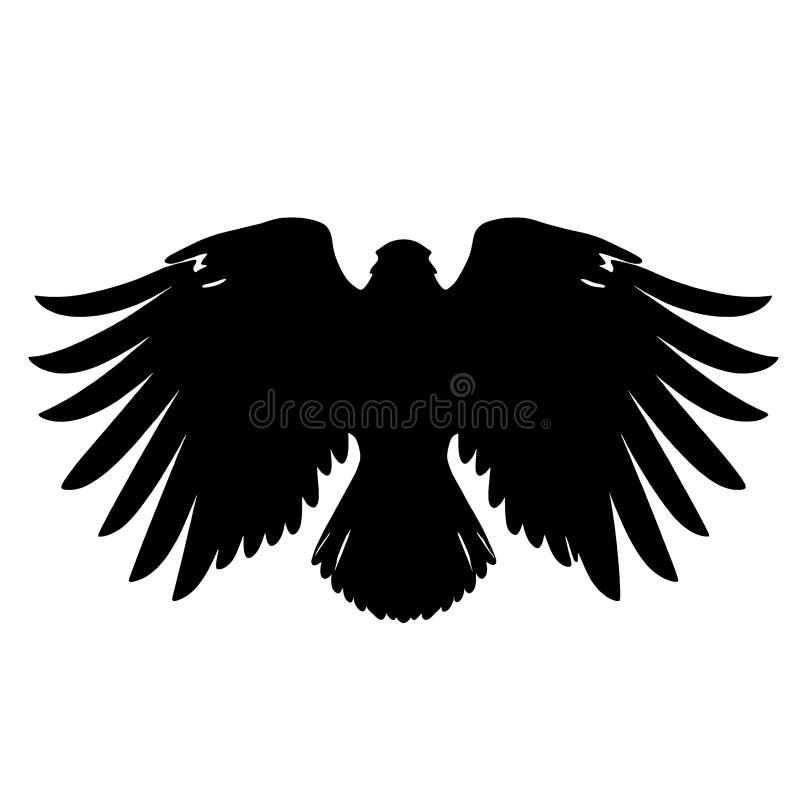 Eagle Silhouette with Wings Spread Upward in Front View Stock ...