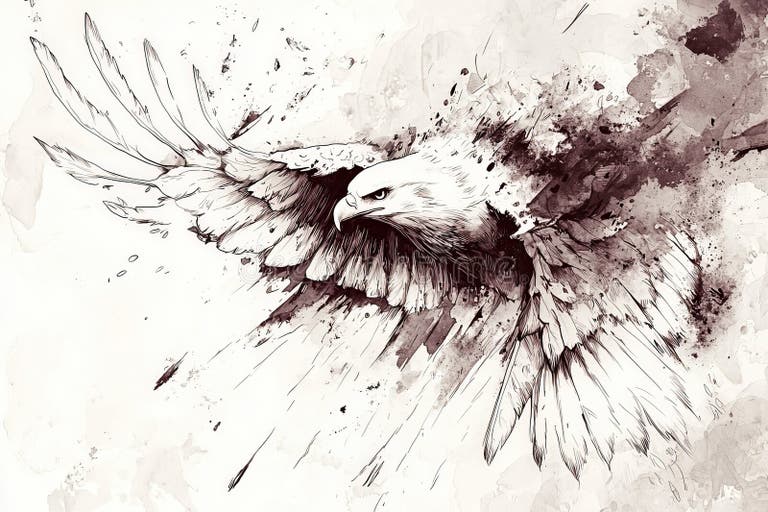 Eagle Sketch: a Majestic Representation of an Eagle in Flight ...