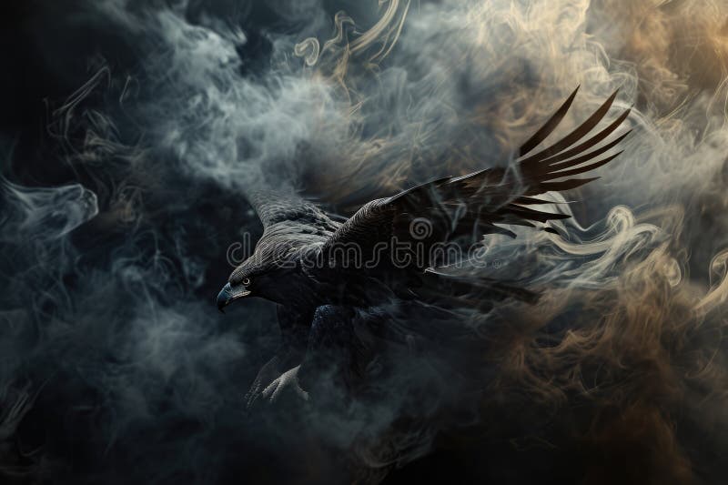 Eagle on Smoke Background, Eagle Fantasy Art Background Stock ...