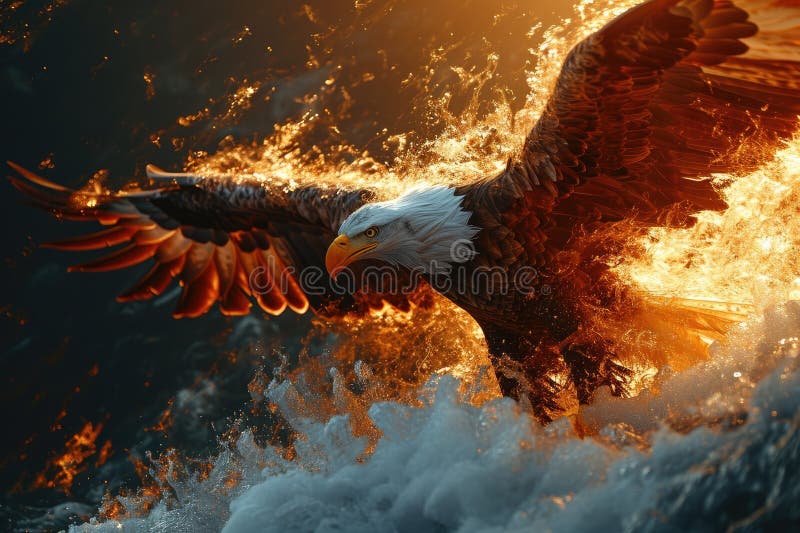 Eagle on Smoke Background, Eagle Fantasy Art Background Stock Photo ...