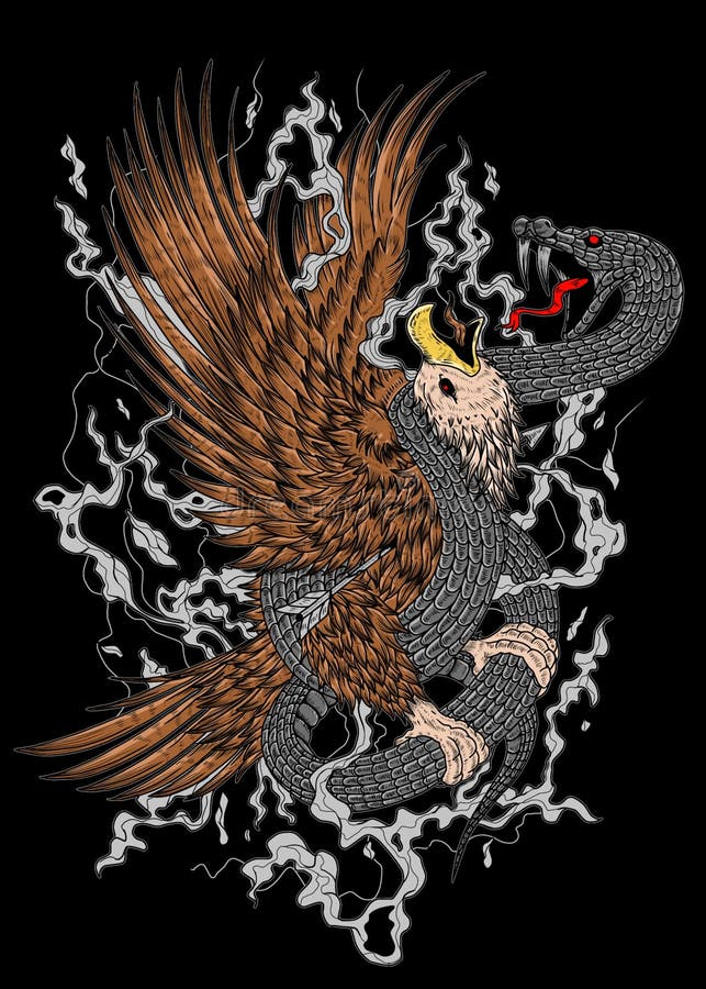 Eagle and snake fighting stock illustration. Illustration of text ...