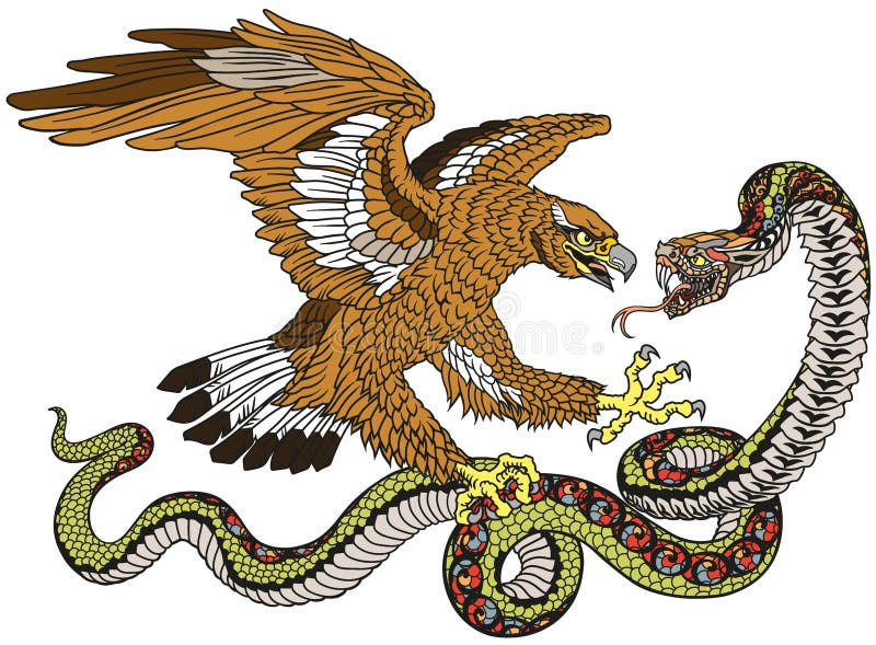 Eagle and Snake Fighting. Vector Illustration Stock Vector ...