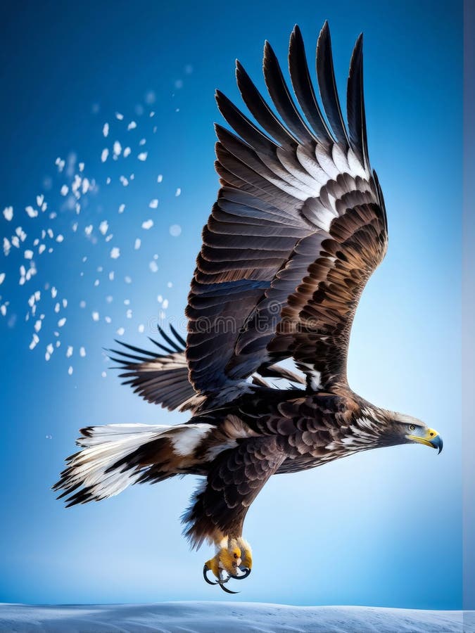 Eagle in the Snow Against Skyeagle Sky Stock Illustration - Illustration of blue, wildlife ...