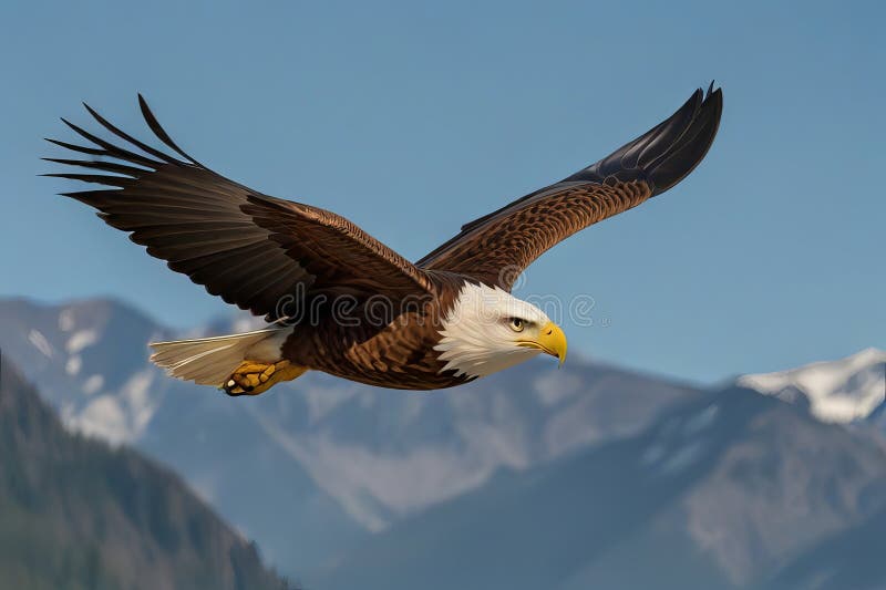 Eagle Soaring High Above a Mountain Range Stock Image - Image of ...