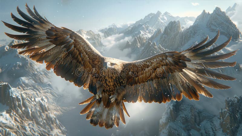 An Eagle Soaring High in the Sky Above the Rocky Mountains Stock Image - Image of landscape ...