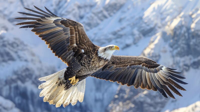 An Eagle Soaring High in the Sky Above the Rocky Mountains Stock Photo - Image of wings ...