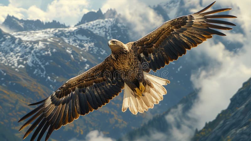 An Eagle Soaring High in the Sky Above the Rocky Mountains Stock Photo - Image of landscape ...