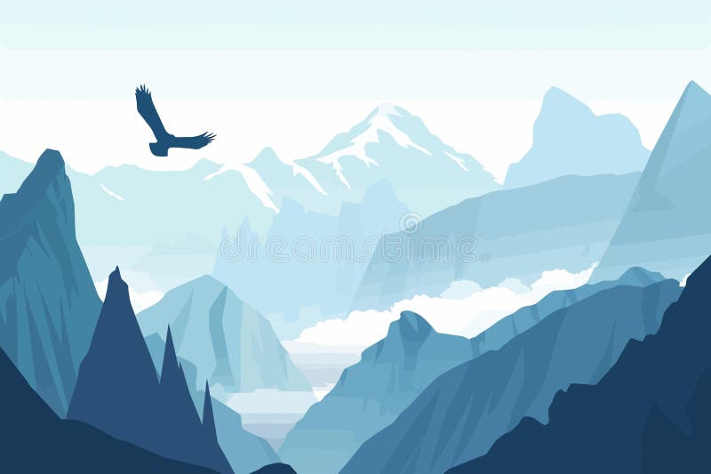 Eagle Soaring Over Mountain Peaks Isolated Illustration Stock Vector - Illustration of beautiful ...