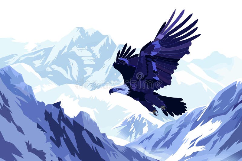 Eagle Soaring Over Mountain Peaks Isolated Illustration Stock Vector - Illustration of peak ...