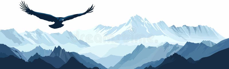 Eagle Soaring Over Mountain Peaks Isolated Vector Style Stock Vector - Illustration of mountain ...