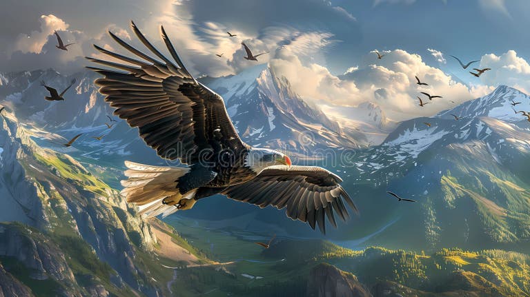 Eagle Soaring Over Mountains Stock Illustrations – 3,714 Eagle Soaring Over Mountains Stock ...