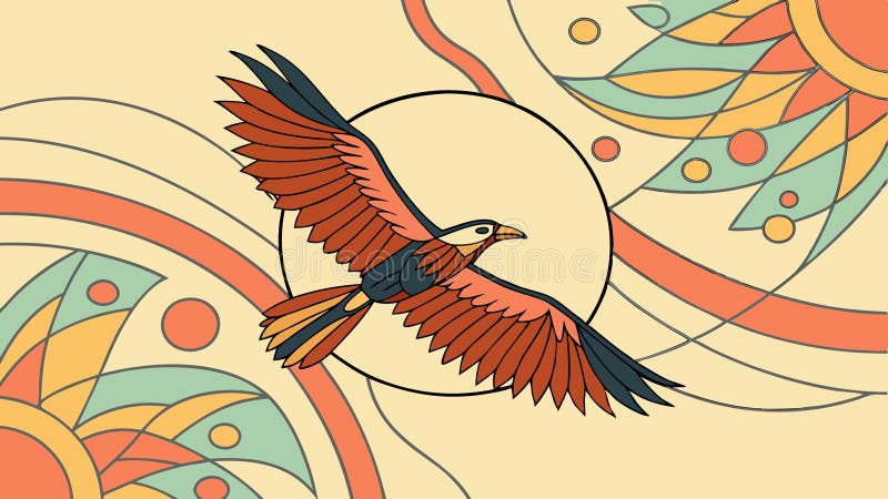 Eagle Soaring with Sun, Tribal Sunburst Background, Vector Design ...