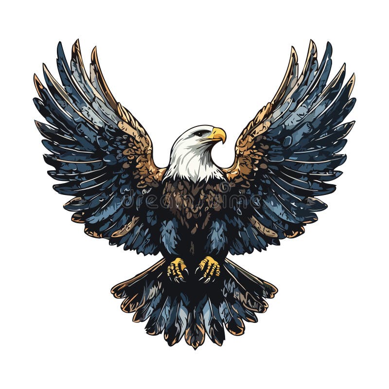 Eagle with Spread Wings in Flight. Stock Illustration - Illustration of ...