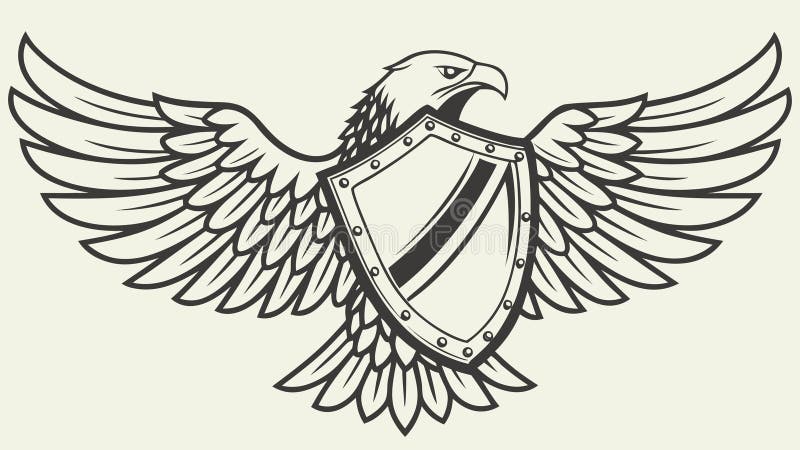 An Eagle with Spread Wings Holding a Shield, Vector Design Generative AI Stock Vector ...