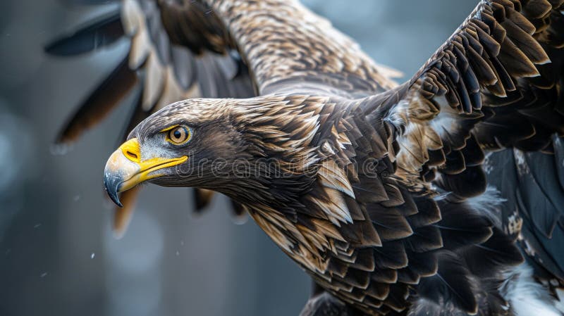 The Eagle Spreads Its Wings before Flying in the Wild. Sharp-eyed ...