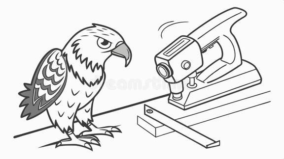 Eagle and Stapler Illustration, Power and Office Tools Combination ...