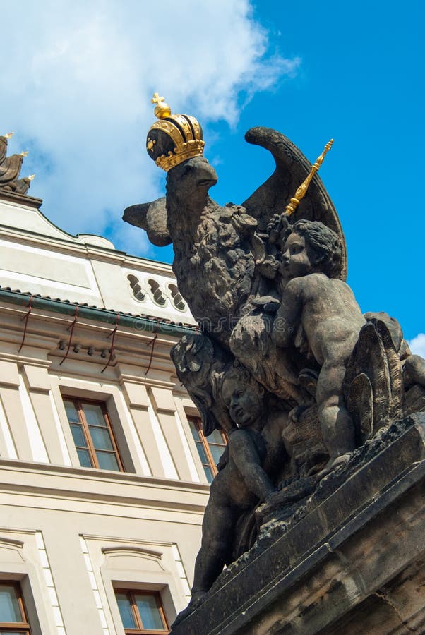 Eagle Statue. Prague Castle Entrance, Matthias Gate Stock Photo - Image ...