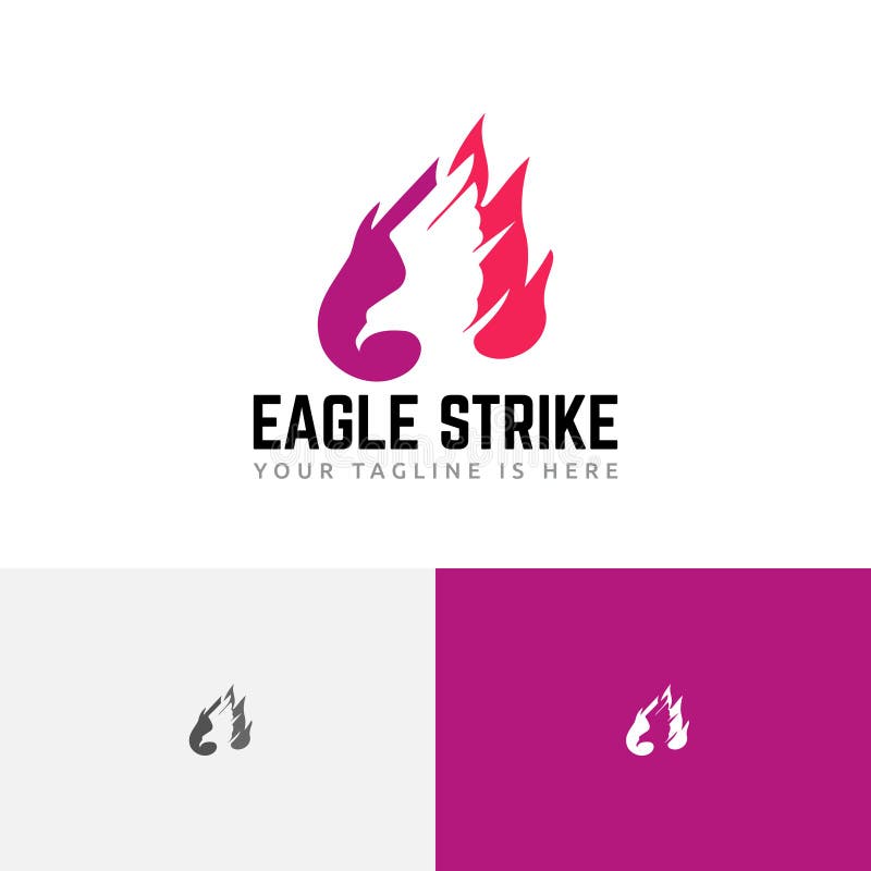Eagle Strike Hawk Falcon Fly Attack Fire Negative Space Logo Stock ...