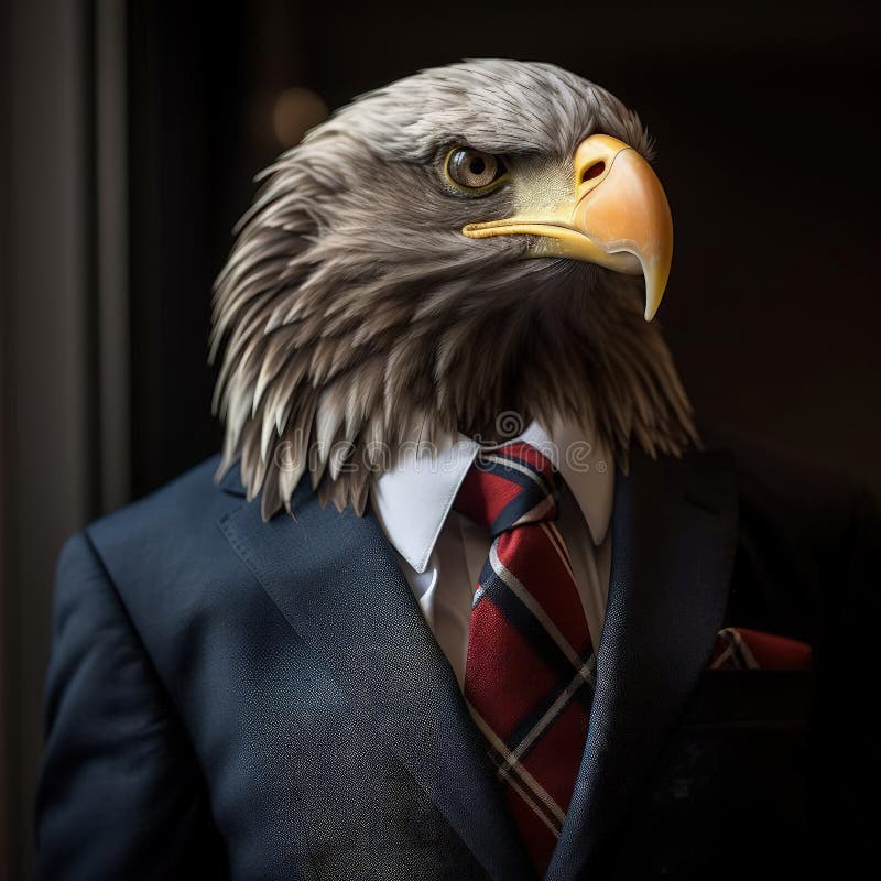 Eagle in suit and tie stock illustration. Illustration of black - 299942219