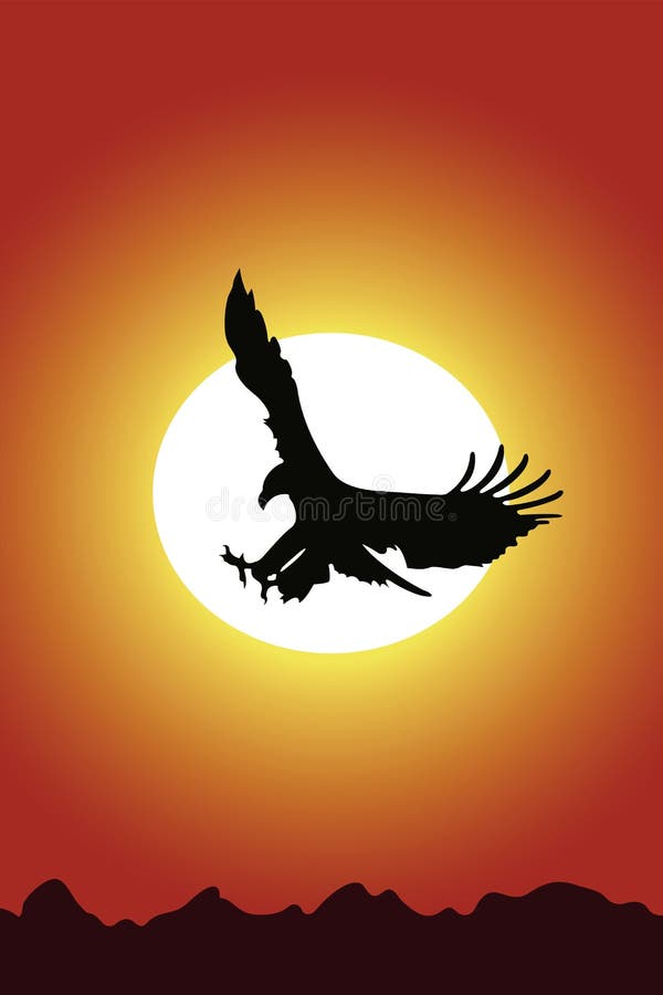 Eagle By Sunset - 3D Render Stock Illustration - Illustration of aerial ...