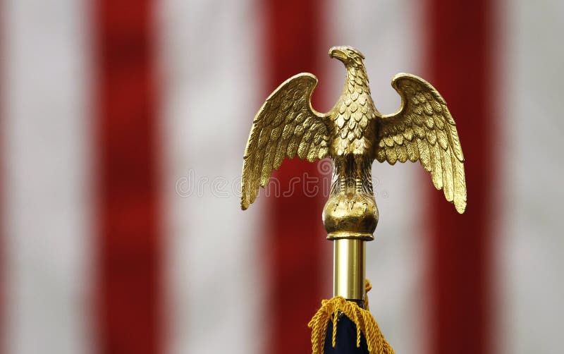 Eagle on Top of American Flag Stock Image - Image of fourth, striped ...
