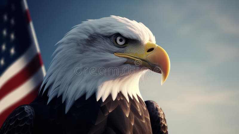 Eagle with USA Flag. Illustration AI Generative Stock Illustration ...