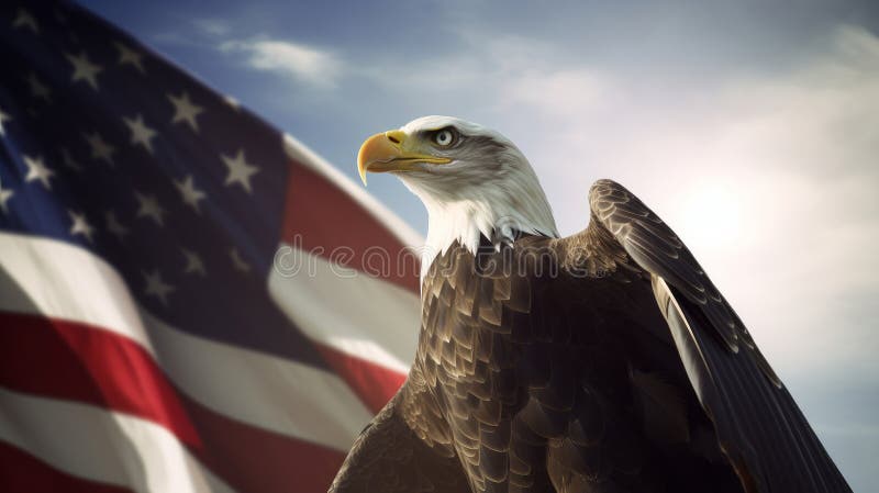 Eagle with USA Flag. Illustration AI Generative Stock Illustration - Illustration of national ...