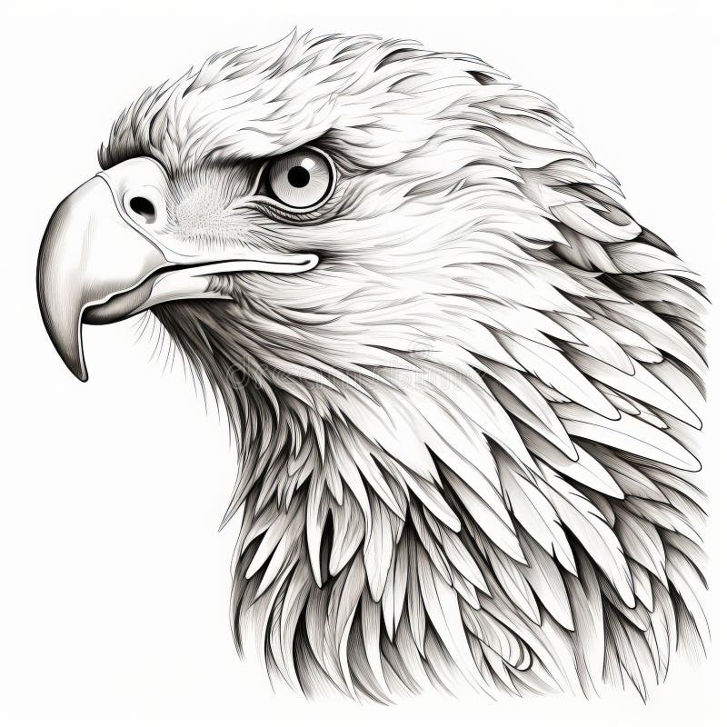 Hyperrealistic Black and White Eagle Head Illustration Stock ...
